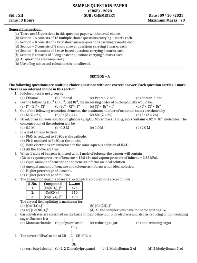 Cbse Sample Queston Paper - 8 | PDF