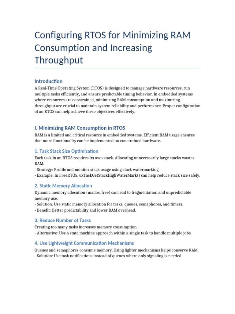 RTOS Configuration Report | PDF | Computing | Computer Engineering