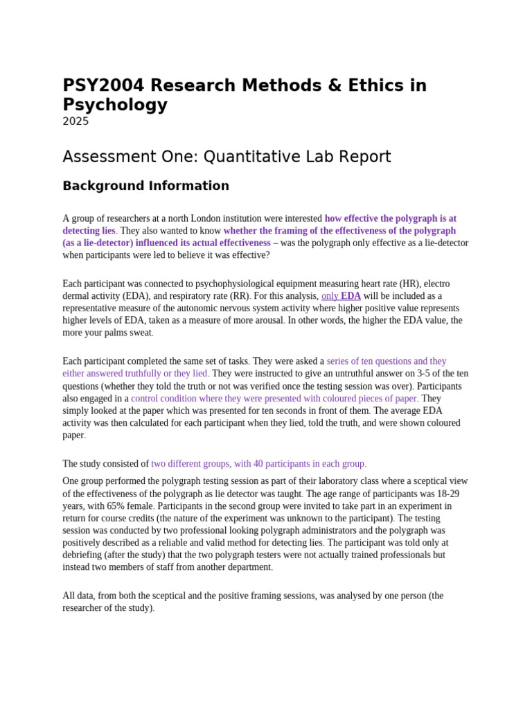 WZ Background Information | PDF | Polygraph | Psychology