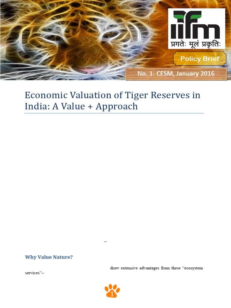 Economic Value of Tiger Reserve - NTCA | PDF | Conservation Biology ...