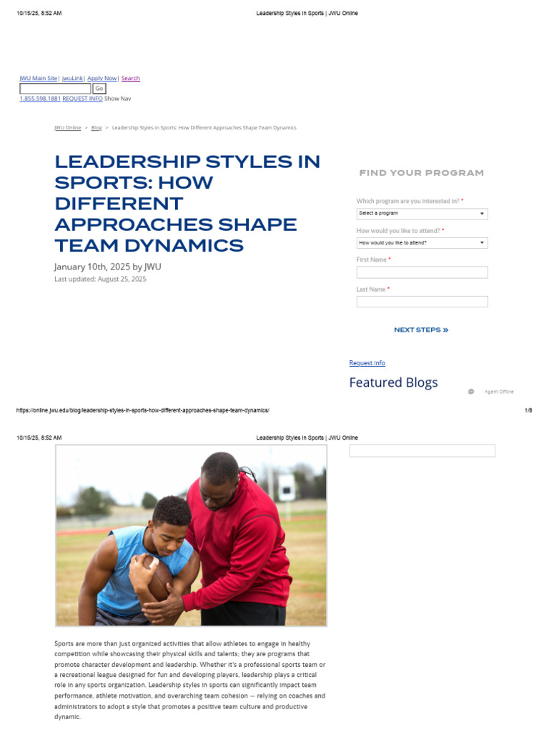 Leadership Styles in Sports - JWU Online | PDF | Leadership ...