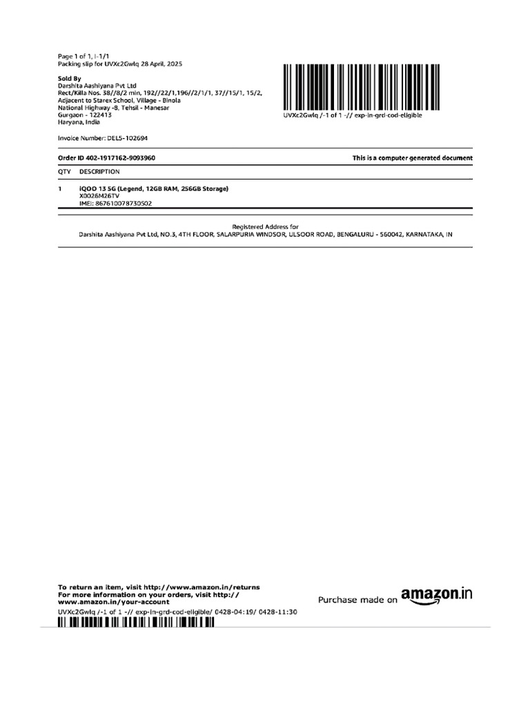 Amazon. Bill | PDF
