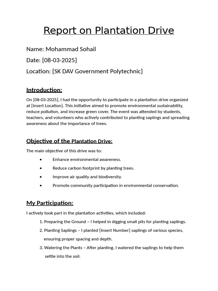 Report On Plantation | PDF