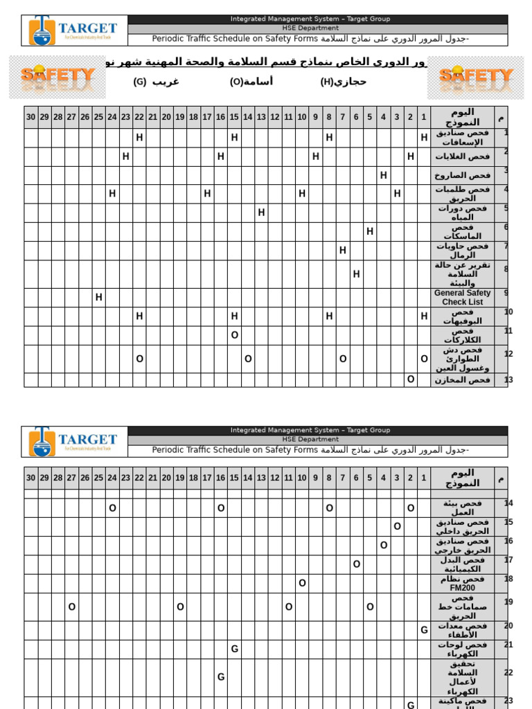 Periodic Traffic Schedule on Safety Forms 2025 شهر نوفمبر | PDF