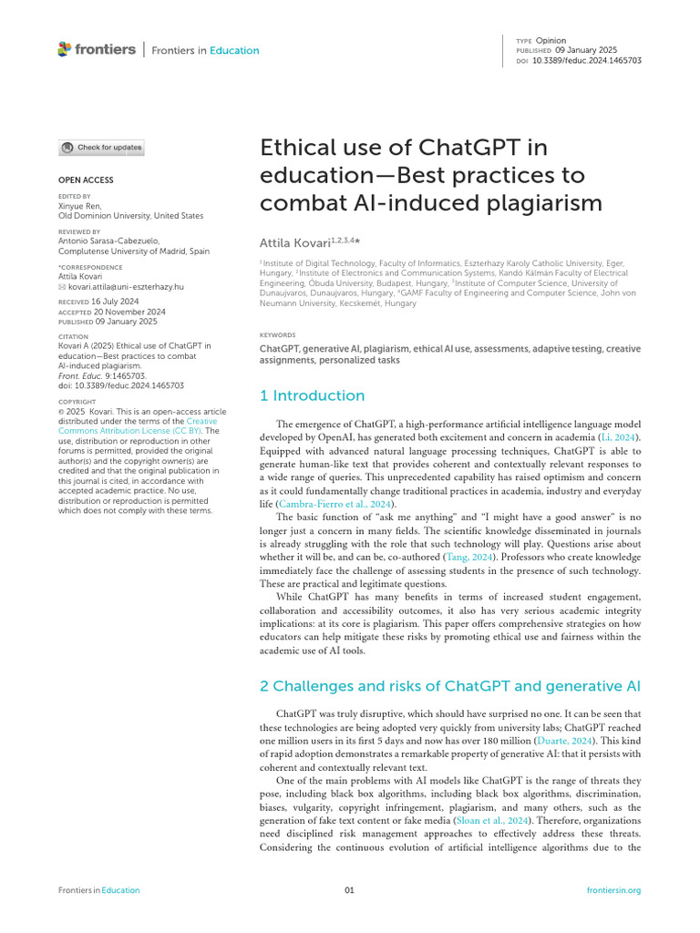 Ethical ChatGPT Use in Education | PDF | Artificial Intelligence ...