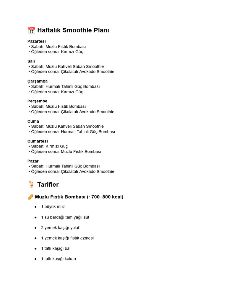 Smoothie Plan | PDF