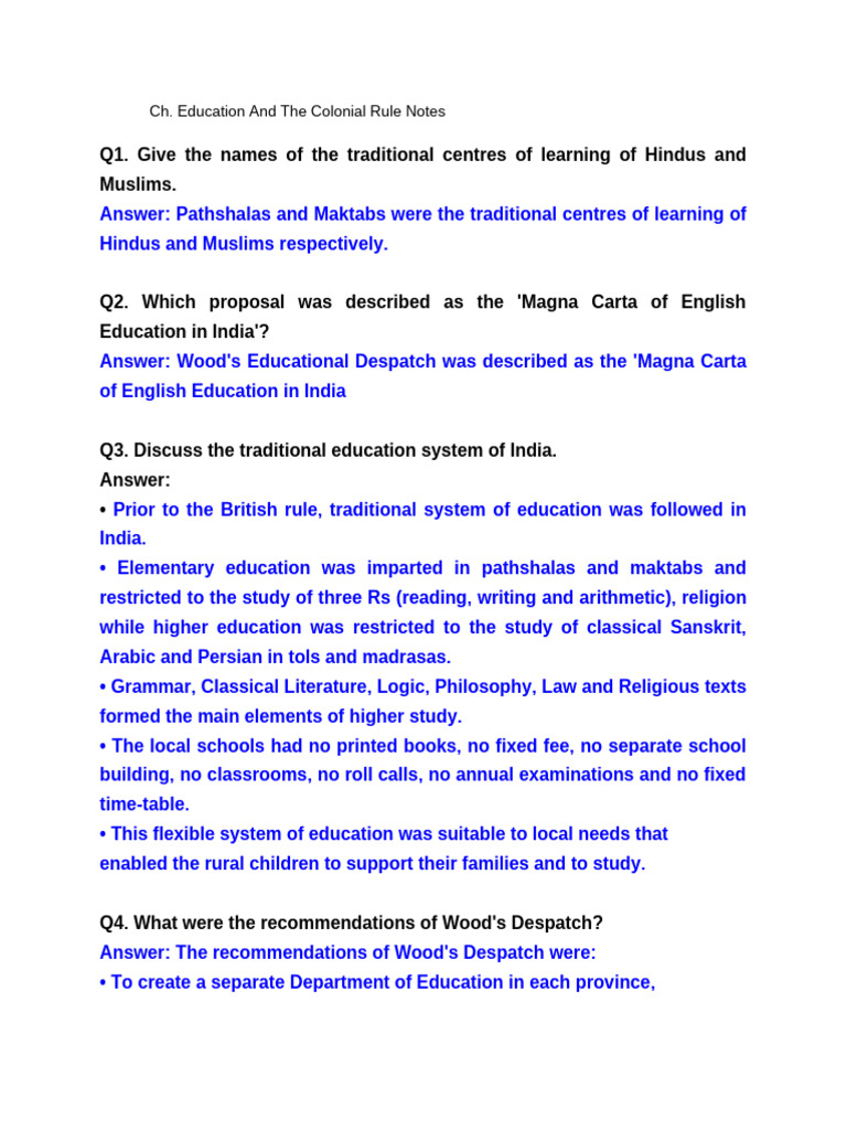 Education and The Colonial Rule | PDF