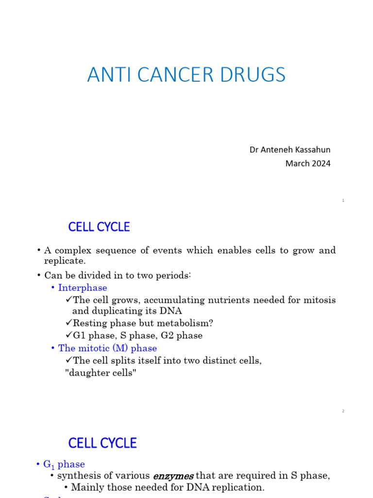 Chapter 6 Anti Cancer Drugs Anesthesia - For Students | PDF | Cell ...