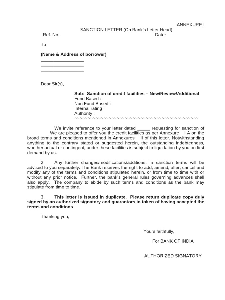 Credit Facility Sanction Letter | PDF | Banks | Interest