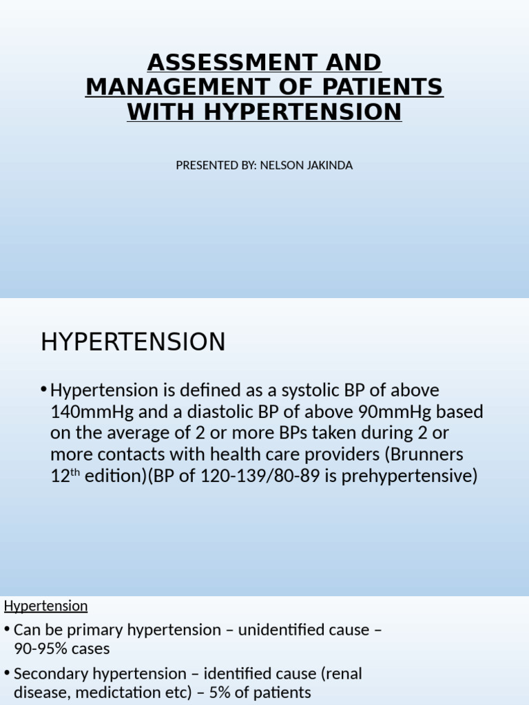 Hypertension: Assessment & Management Guide | PDF | Hypertension ...