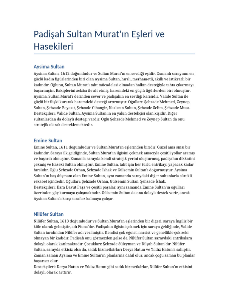 Padishah Esleri Ve Hasekileri Kapsamli | PDF