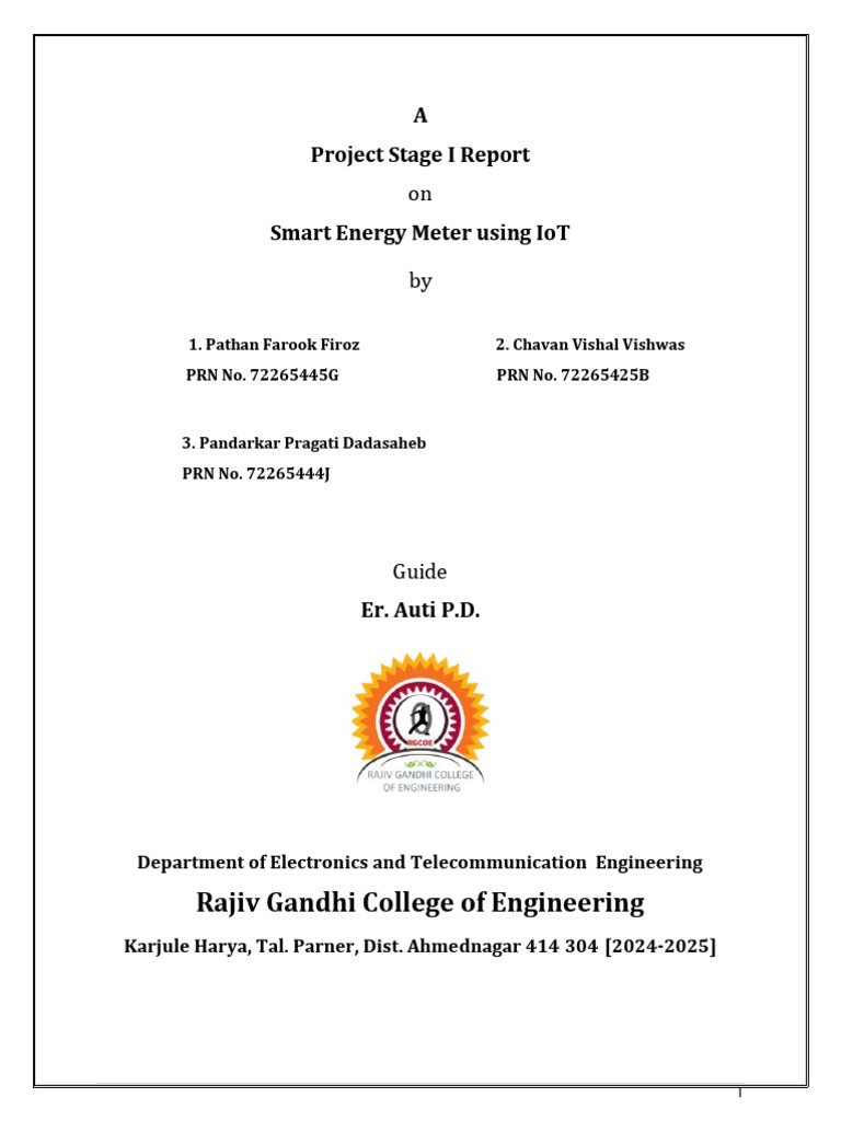 Smart Energy Meter Project Report | PDF | Internet Of Things | Energy ...