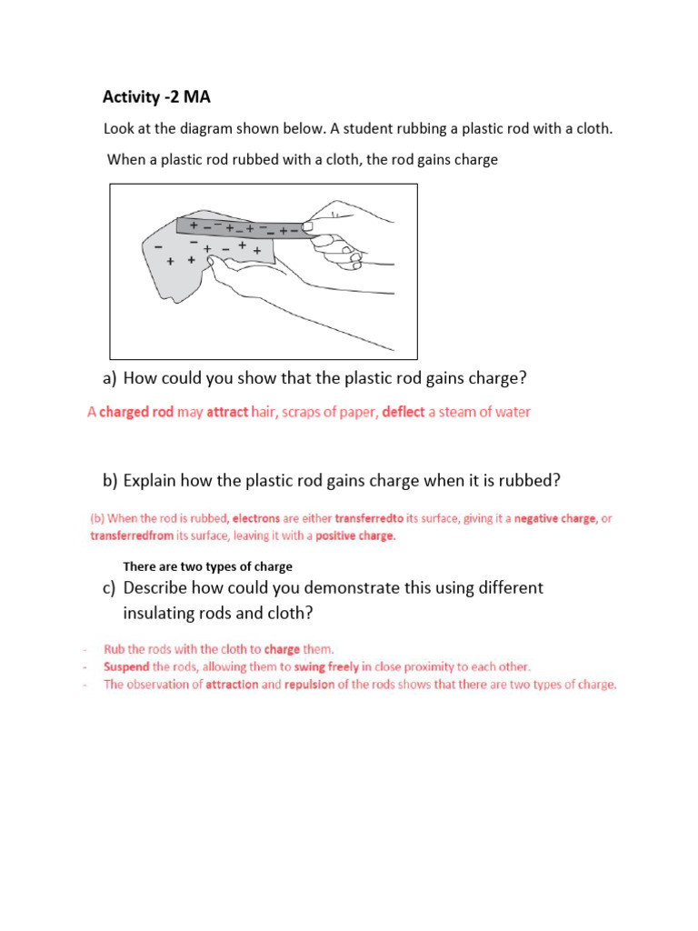 Static Electricity - Activity Sheet - 1 | PDF