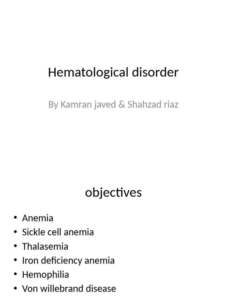 Hematological Disorder | PDF | Anemia | Bleeding