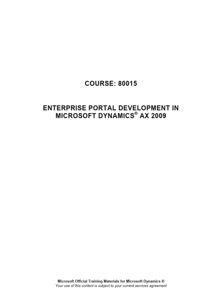 Microsoft Dynamics AX 2009 Portal Course | PDF | Share Point | Proxy Server