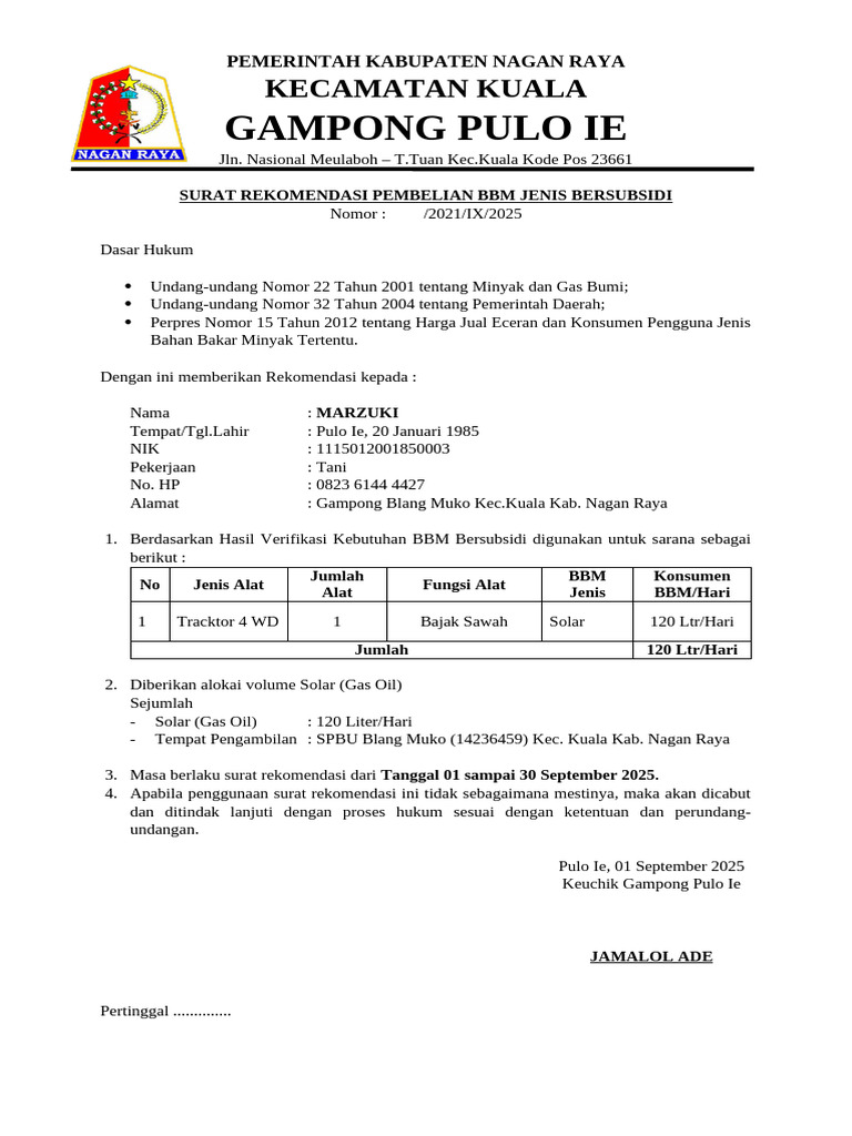 Rekomendasi Pembelian Bbm | PDF