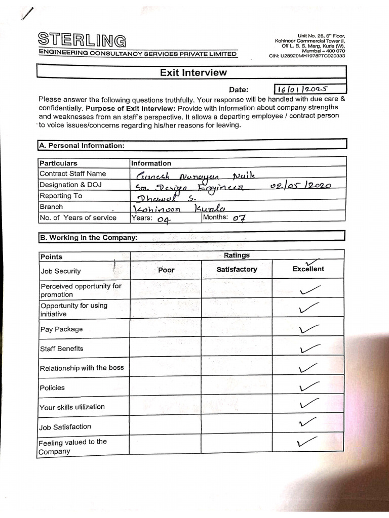 Exit Interview Format-SEC | PDF