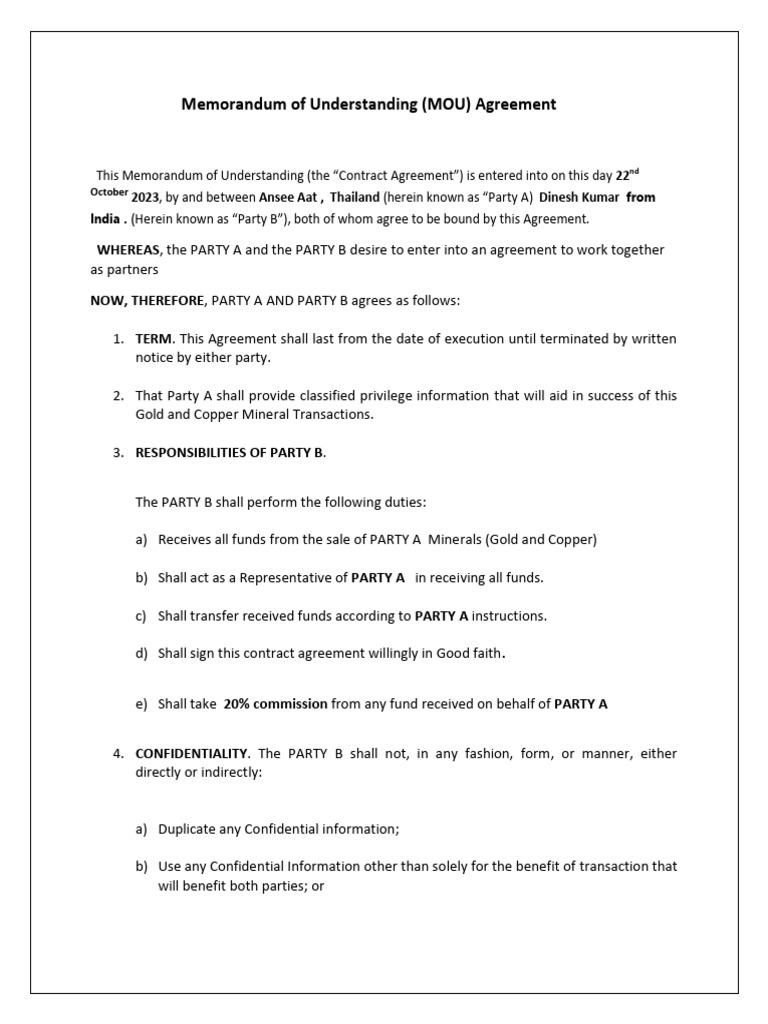 Mou Agreement | PDF
