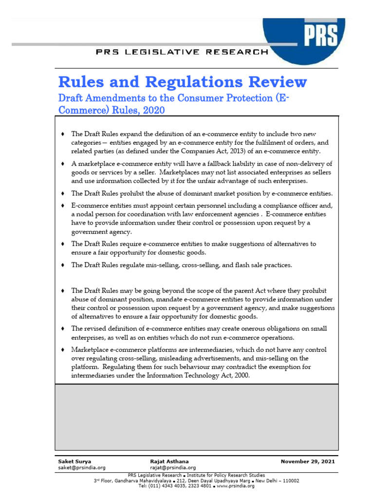 Draft Amendments to E-Commerce Rules | PDF | E Commerce | Consumer ...