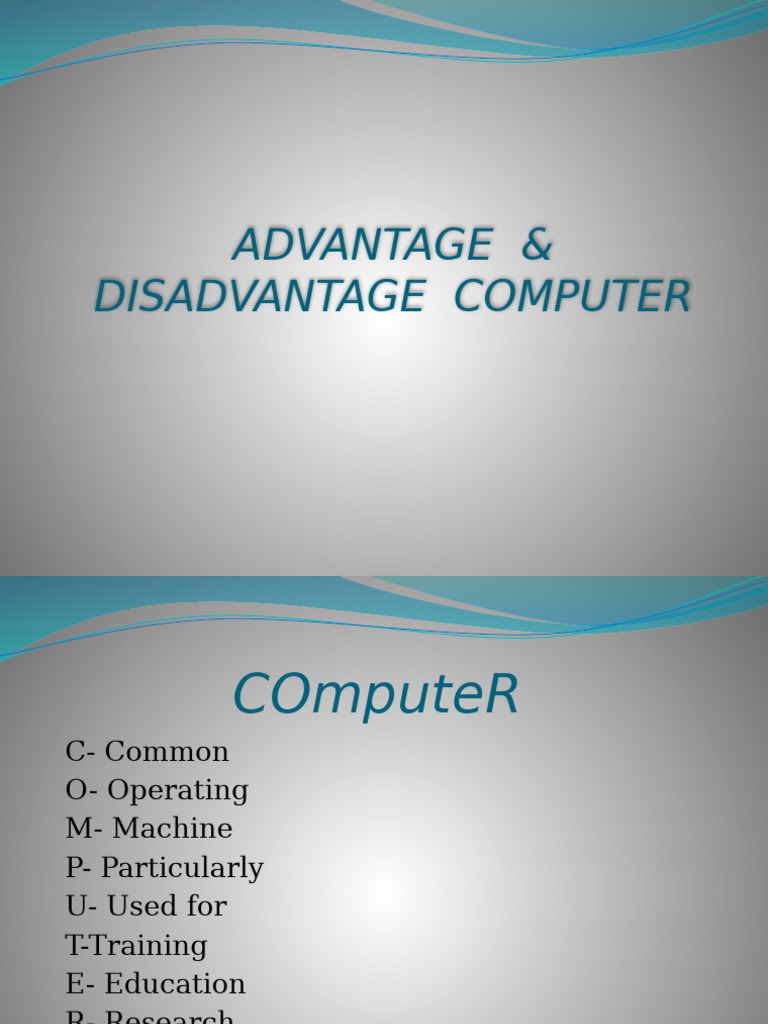 Advantage & Disadvantage Computer | PDF