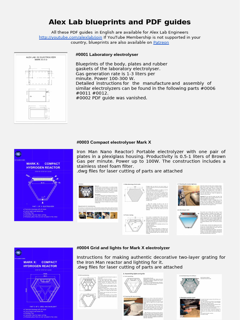 Alex Lab Electrolyzer Blueprints & Guides | PDF | Industrial Processes ...