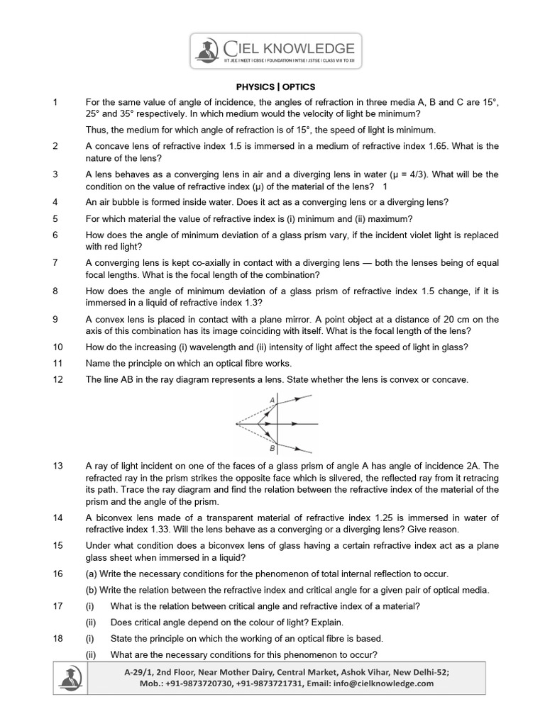 Optics | PDF | Refractive Index | Optics