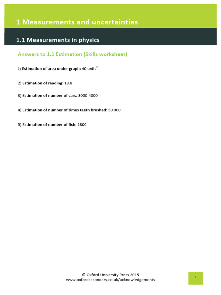 Physics Measurements and Uncertainties Answers | PDF | Accuracy And ...