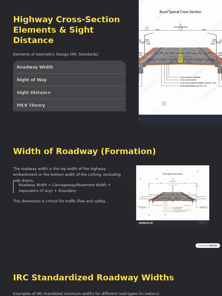 Highway Design: Width, ROW & Sight Distance | PDF | Traffic | Road