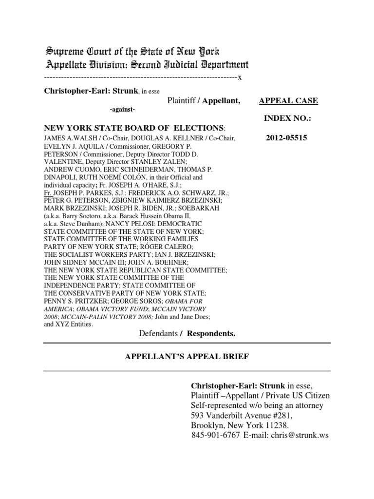 Appellant's BRIEF and APPENDIX - NYS Appellate Division 2nd Dept Appeal ...