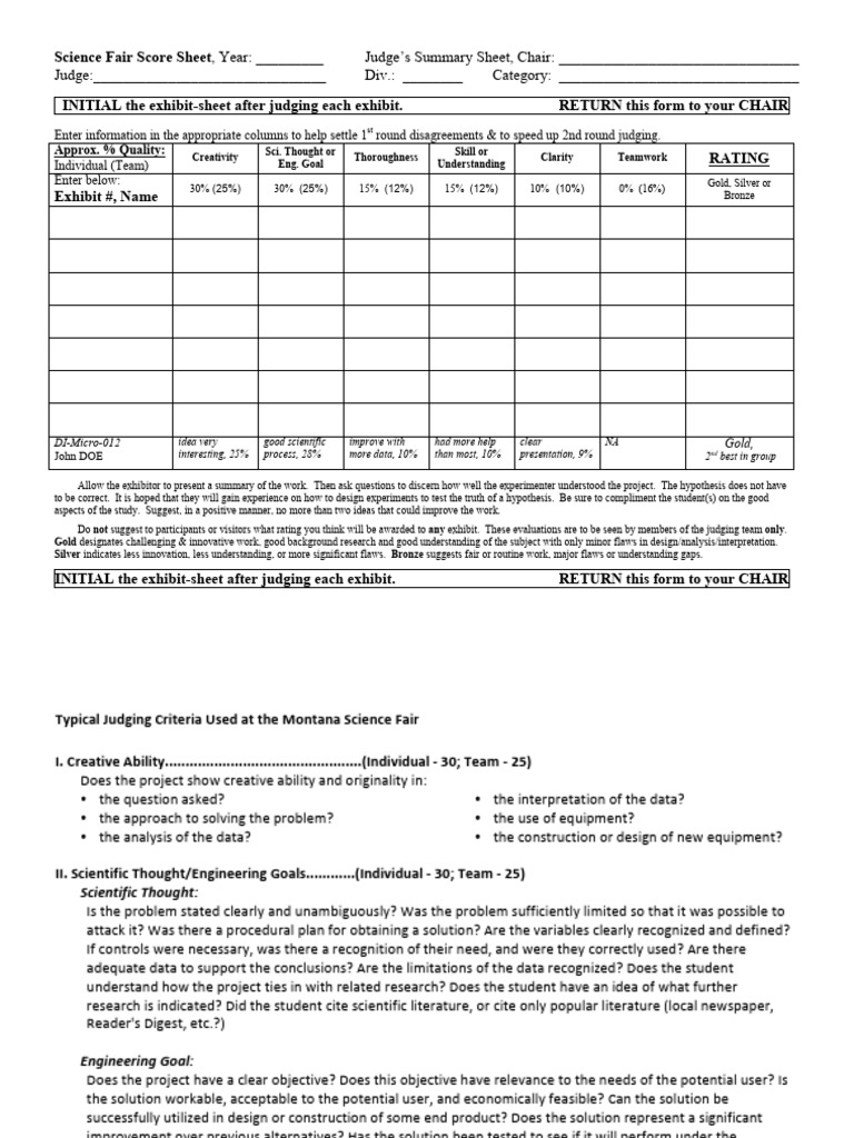 Judging Sheet Combined | PDF | Science | Data