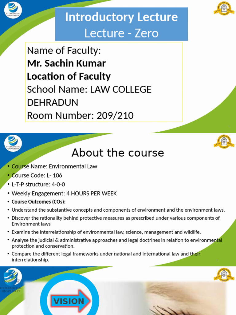 Introductory Lecture | PDF | Environmental Protection | Environmental Law
