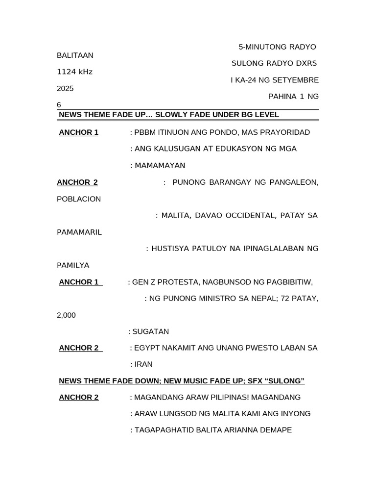 Radio Broad Script | PDF