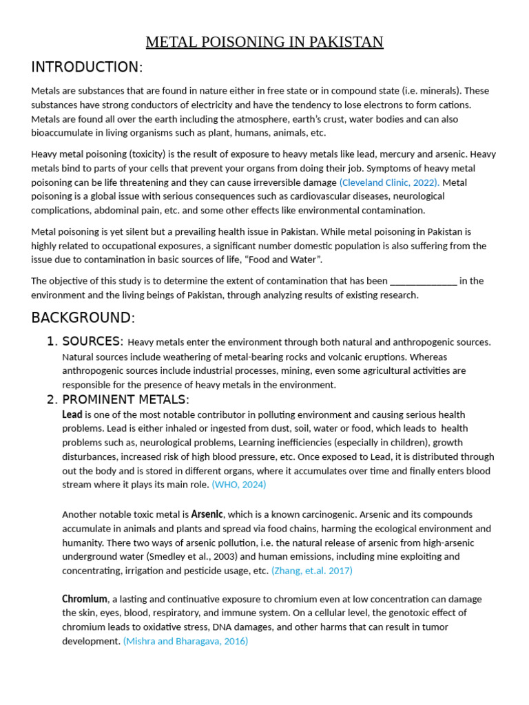 Case Study (Metal Poisoning) | PDF | Chromium | Arsenic