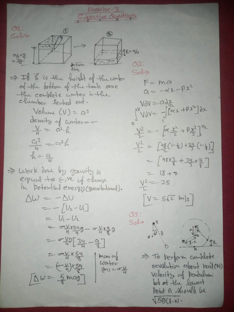9. Sol Work Energy Ex_3 Subjective | PDF