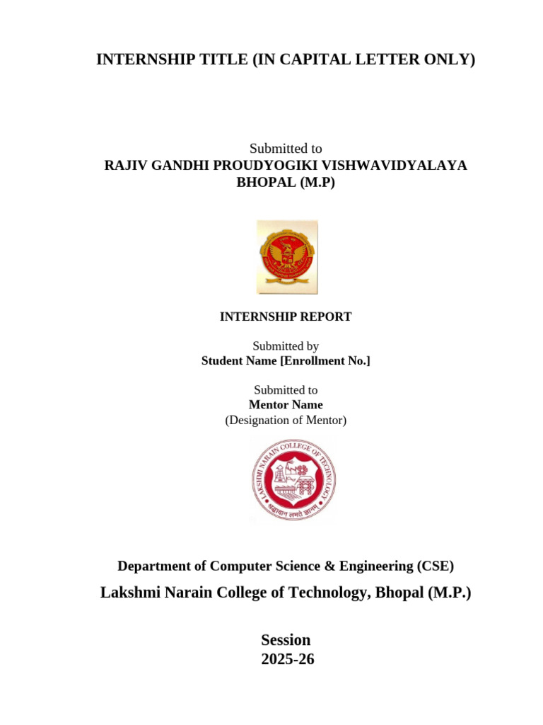 Internship Report: Computer Science CSE 2025-26 | PDF | Computer ...