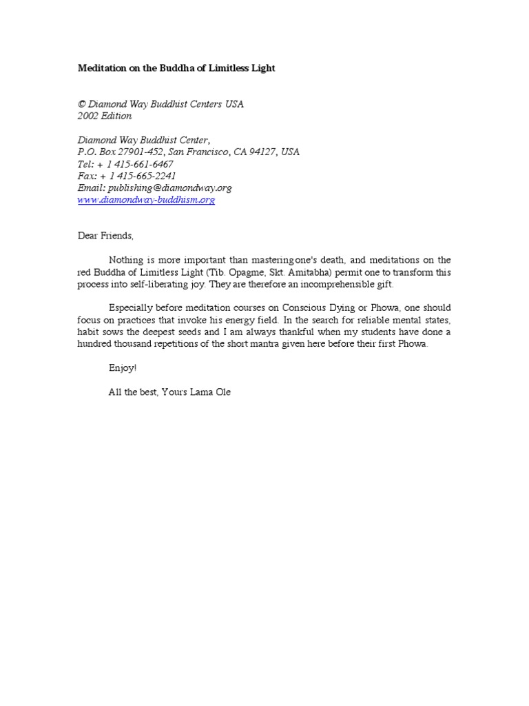 Limitless Light | PDF | Meditation | Buddhist Philosophical Concepts