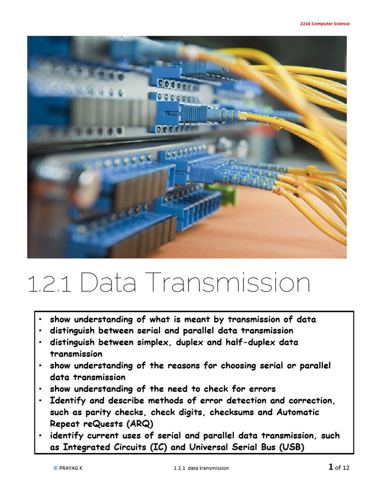 1.2.1 data transmission | PDF | Error Detection And Correction | Usb