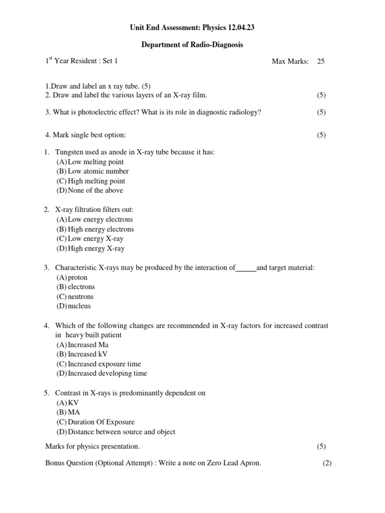 Physics Assessment 2 | PDF | X Ray | Absorbed Dose