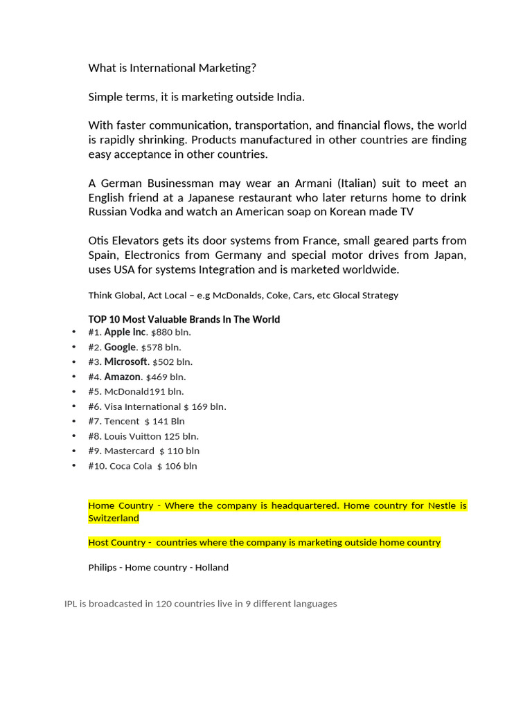 International Marketing Intro | PDF