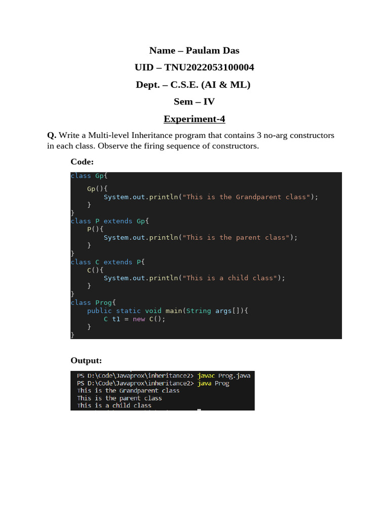 4 Assignment | PDF | Inheritance (Object Oriented Programming ...