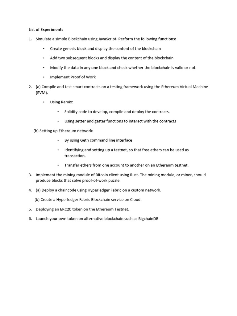 Blockchain and Distributed Ledger Technology Lab QP 3 | PDF