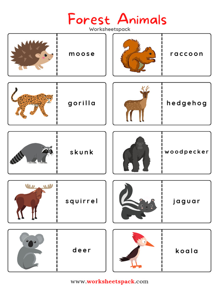 Printable Forest Animals Dominoes 1 | PDF
