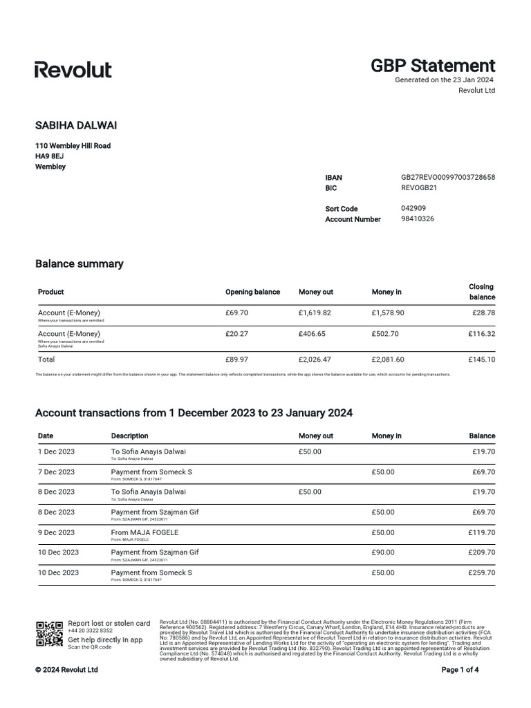 Account Statement - 2023 12 01 - 2024 01 31 - en GB - A32023 | PDF ...