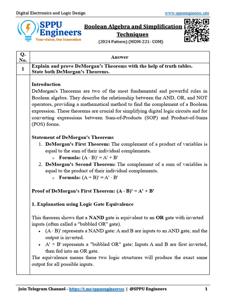 DELD Unit-1 Master Solution | PDF | Mathematics | Mathematical Logic