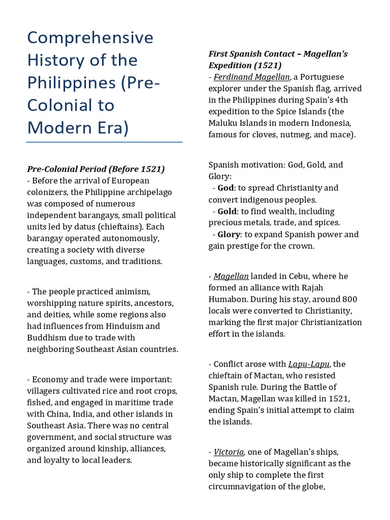 History of the Philippines: From Pre-Colonial to Independence | PDF ...