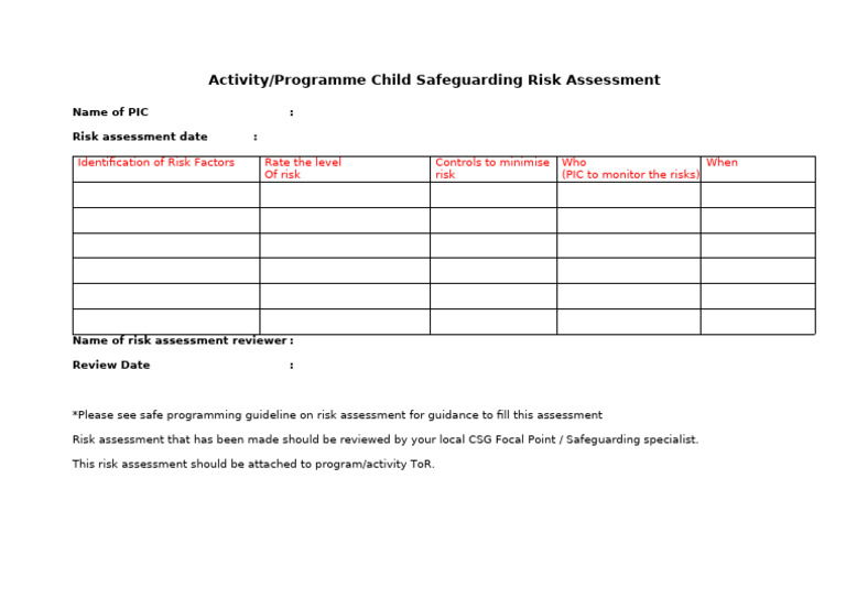 2. Risk Assessment Template | PDF