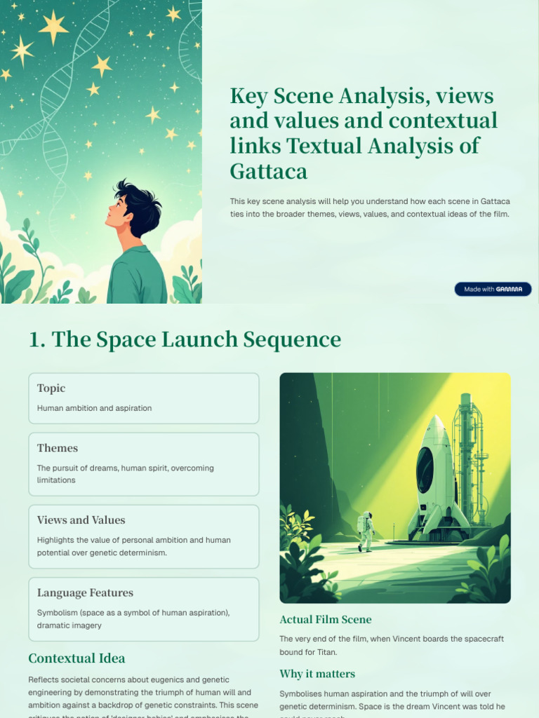 Gattaca Scene Analysis: Themes & Values | PDF | Identity (Social ...