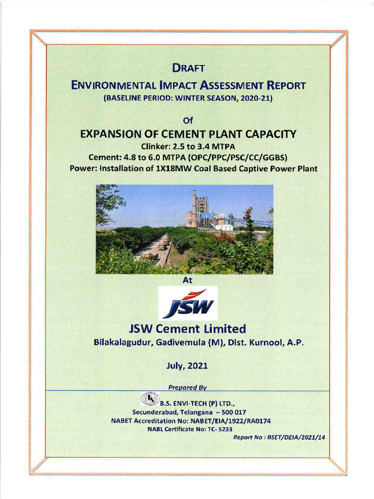 JSW - Draft EIA Report | PDF