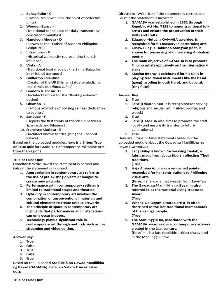 Summative Test Part 2 Answer Keys | PDF | Philippines