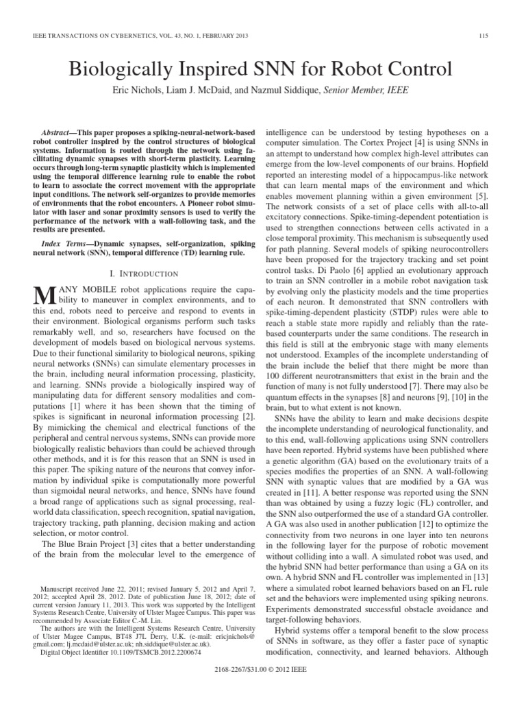 Biologically Inspired SNN For Robot Control | PDF | Chemical Synapse ...